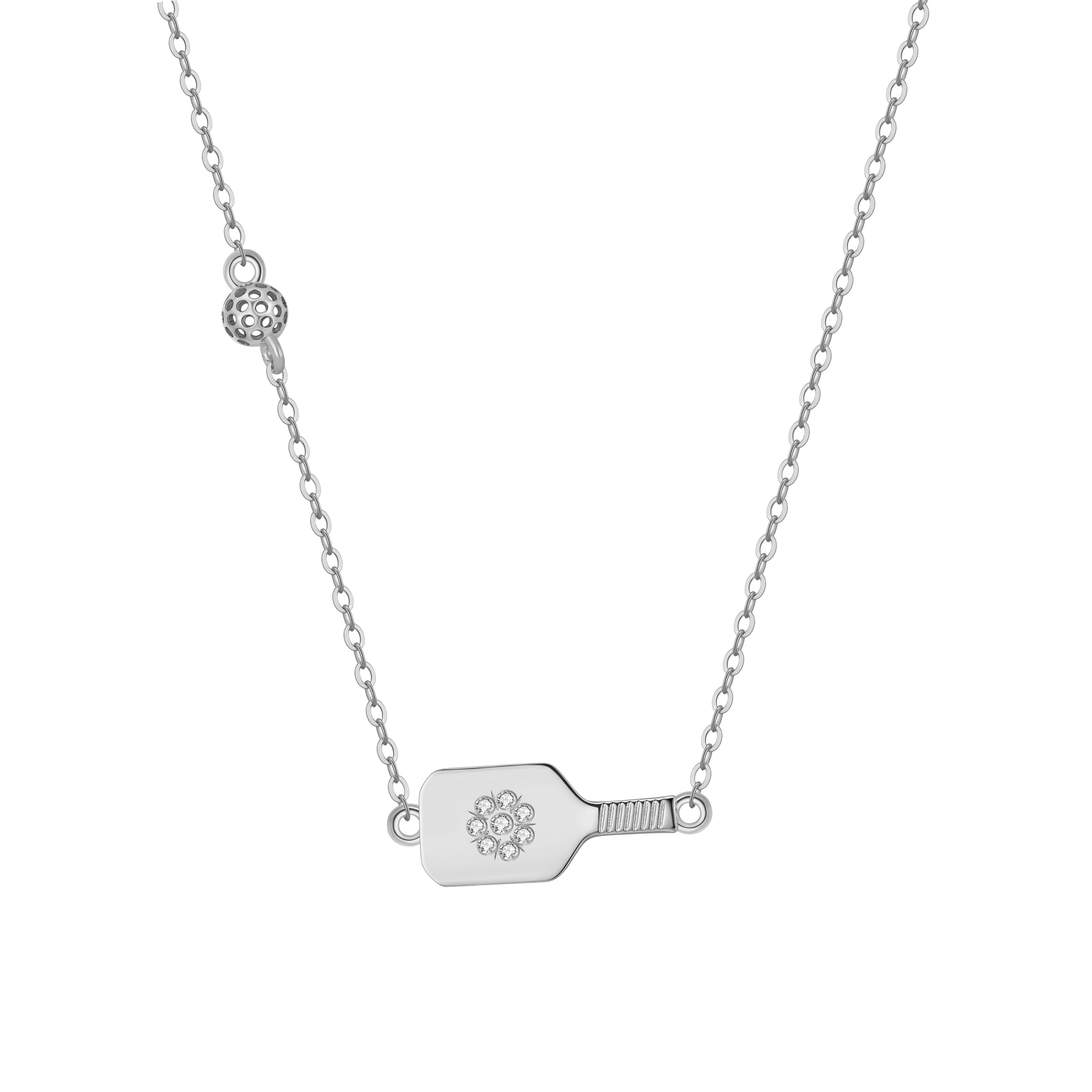 Pickleball Dainty Dinker Flower Paddle Mini Silver Necklace ...