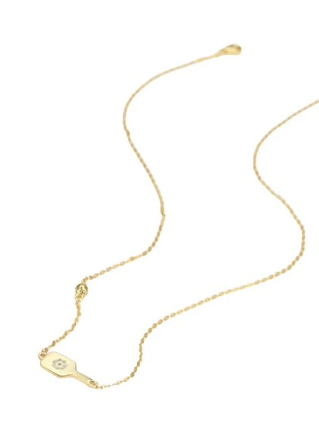 Pickleball Dainty Dinker Flower Paddle Mini Gold Necklace ...